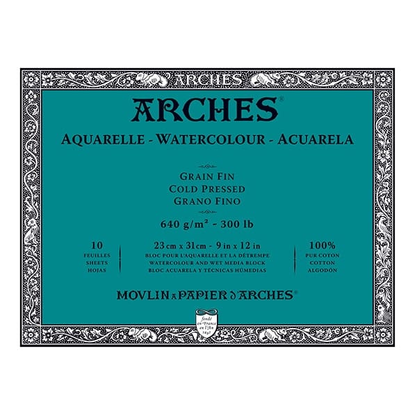 Arches Artist Watercolor Blocks, 300 lb Cold Press 9x12" (10 Sheets ...