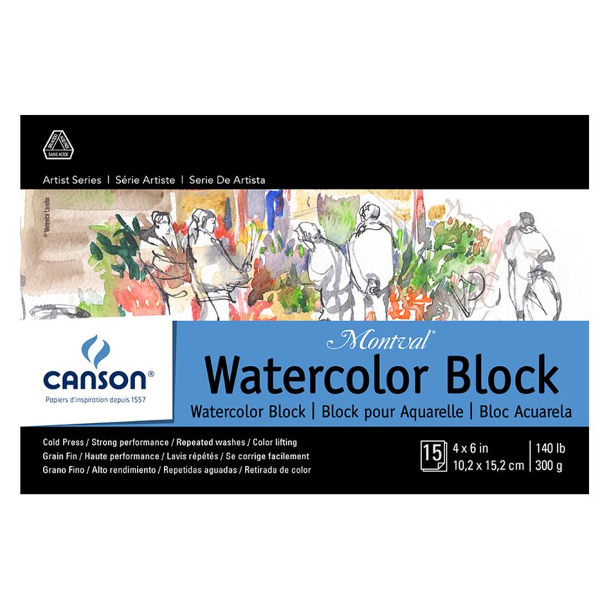 Canson Montval Watercolor Blocks Cold Press 4" x 6" (15 Sheets) | Jerry ...