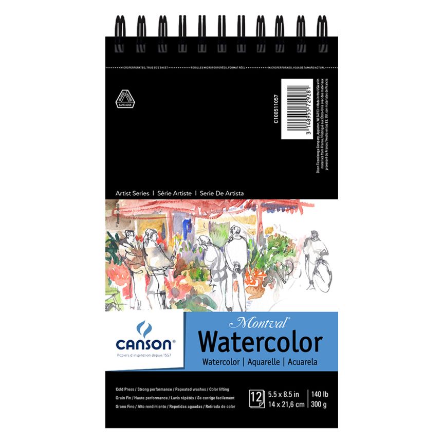 Canson Montval Spiral Watercolor Pad 5-1/2" x 8-1/2" | Jerry's Artarama