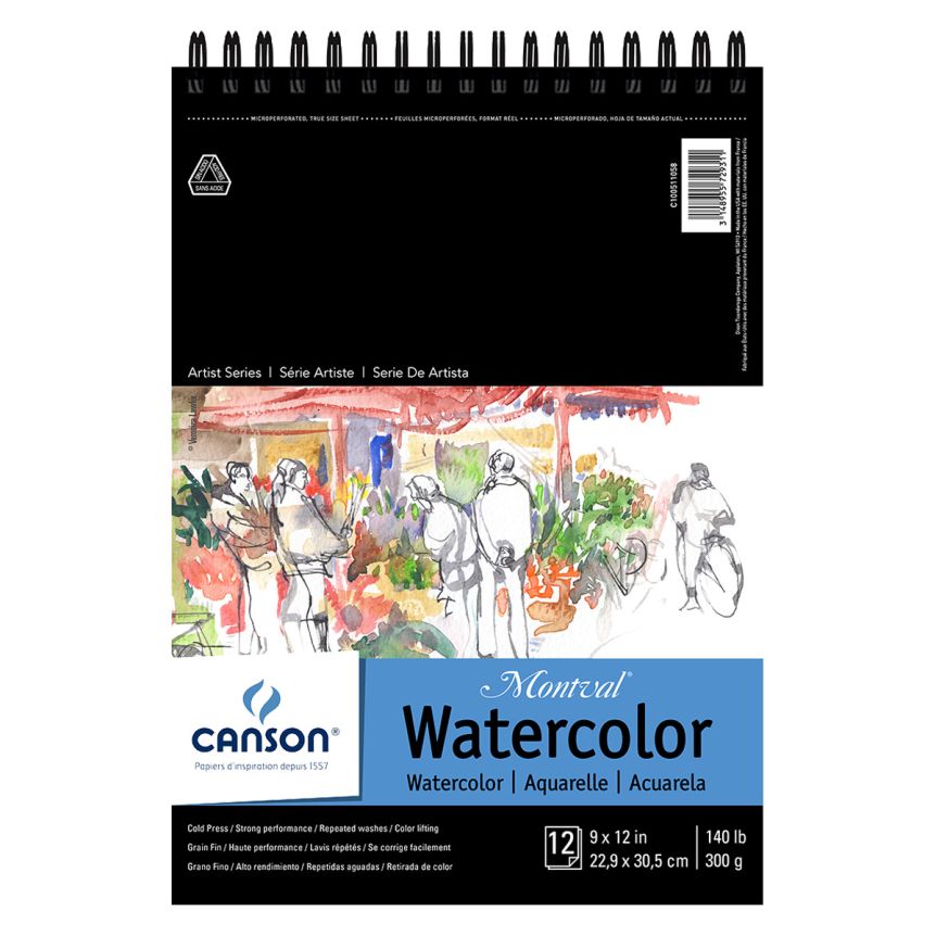 Canson Montval Spiral Watercolor Pad 9" x 12" | Jerry's Artarama