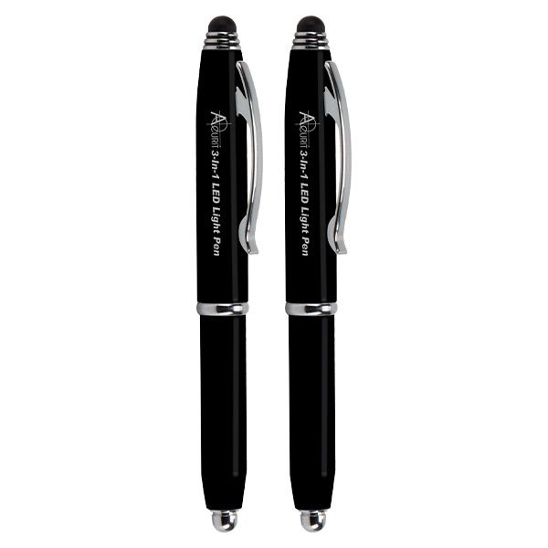 Acurit 3-in-1 LED Light Pen & Stylus Black (Pack of 2) | Jerry's Artarama
