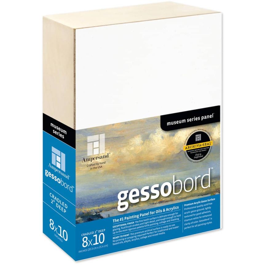 Ampersand Museum Series Gessobord Panels 2" Single Cradle 8" x 10 ...