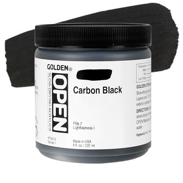GOLDEN Open Acrylic Paints Carbon Black 8 oz | Jerry's Artarama