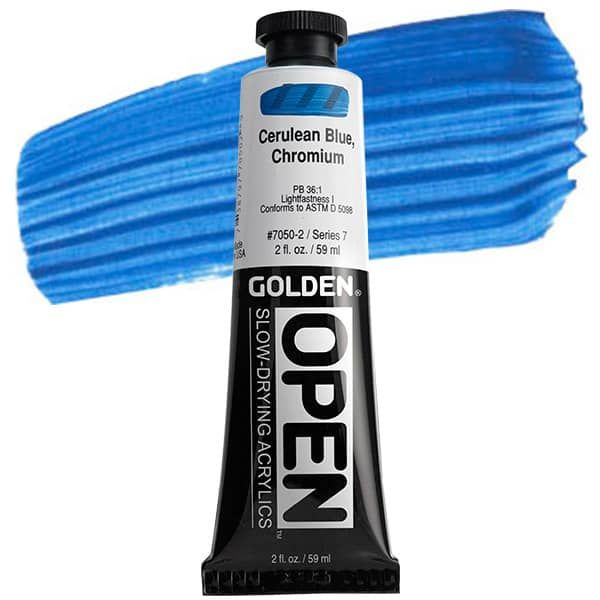 GOLDEN Open Acrylic Paints Cerulean Blue Chromium 2 oz | Jerry's Artarama