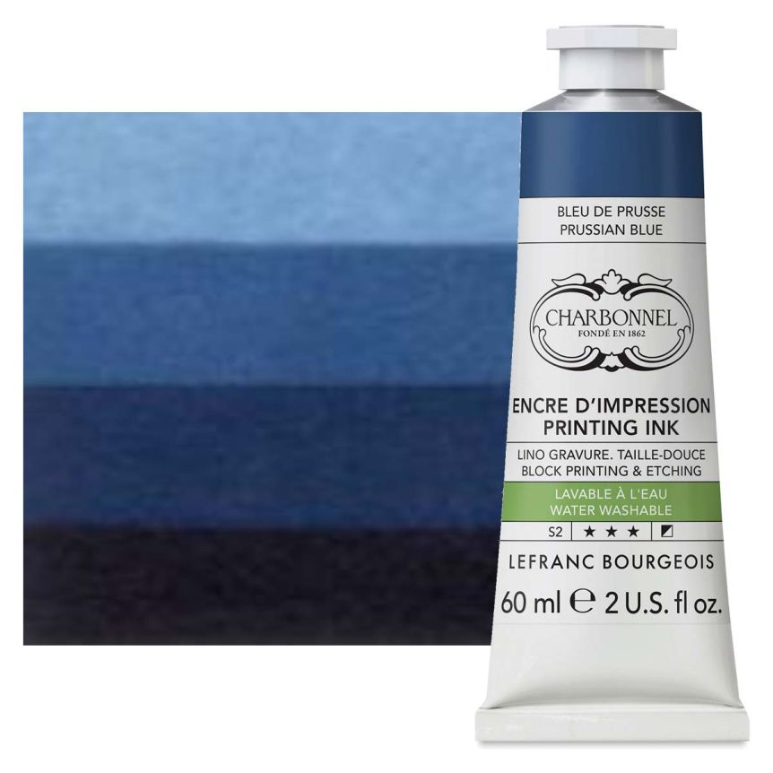 Charbonnel Water Washable Printing Ink - Prussian Blue, 60ml Tube ...