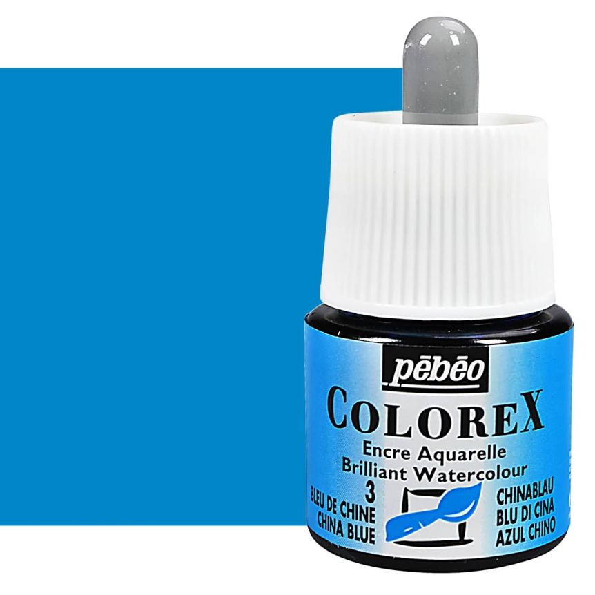 Pebeo Colorex Watercolor Ink Chinese Blue, 45ml | Jerry's Artarama