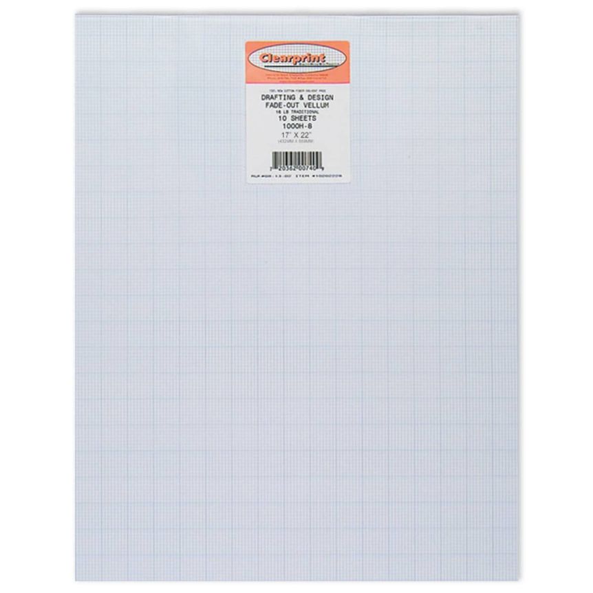 Clearprint 1000H Vellum Transparent 8" x 8" Grid Sheets 17 x 22 ...