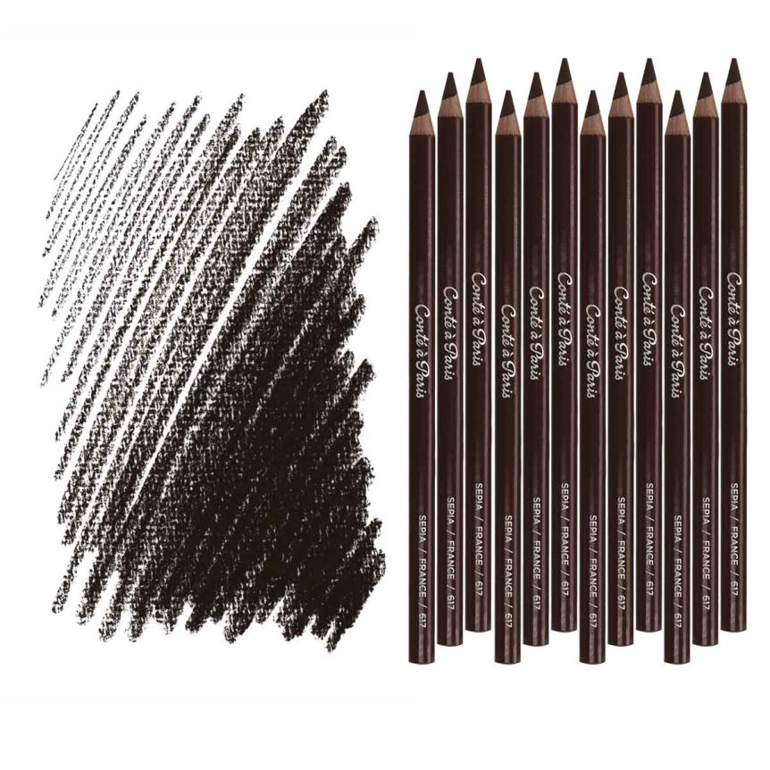 Conté À Paris Drawing And Sketching Pencil - Sepia (Box of 12) | Jerry ...