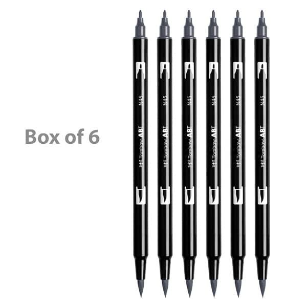Tombow Dual Brush Pen No. N45 Cool Grey 10 (Box of 6) | Jerry's Artarama