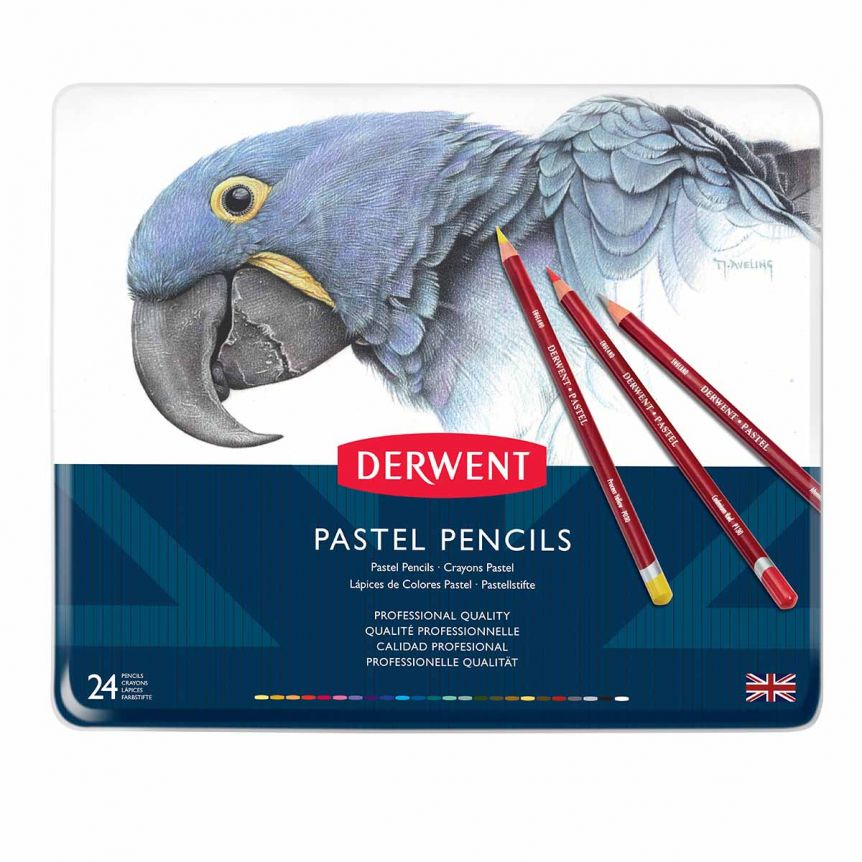 Derwent Pastel Pencils Tin Assorted Colors (Set of 24) | Jerry's Artarama