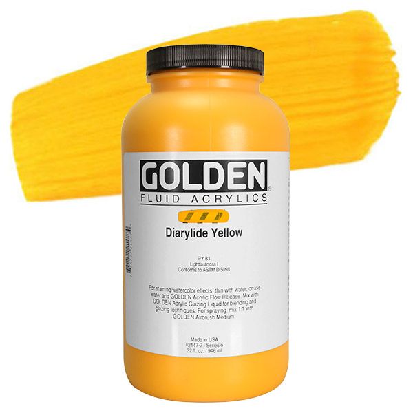 GOLDEN Fluid Acrylics Diarylide Yellow 32 oz | Jerry's Artarama
