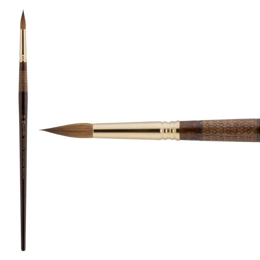 Escoda Grafilo Kolinsky Tajmyr Sable Long Handle Brush 2420 Round #12 | Jerry's Artarama