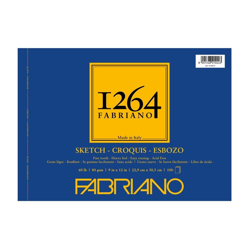 Fabriano 1264 Sketch 60 lb (100-Sheet) Spiral Pad 9x12 Landscape ...