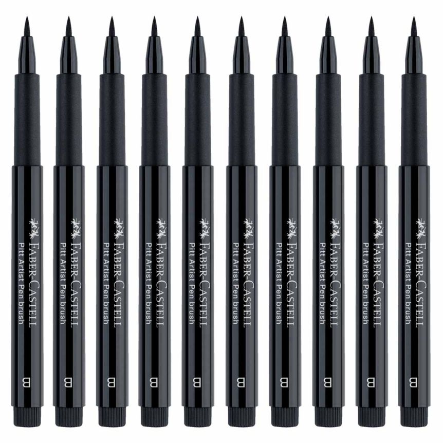 Faber-Castell Pitt Artist Brush Pen, No. 199 - Black (Box of 10 ...