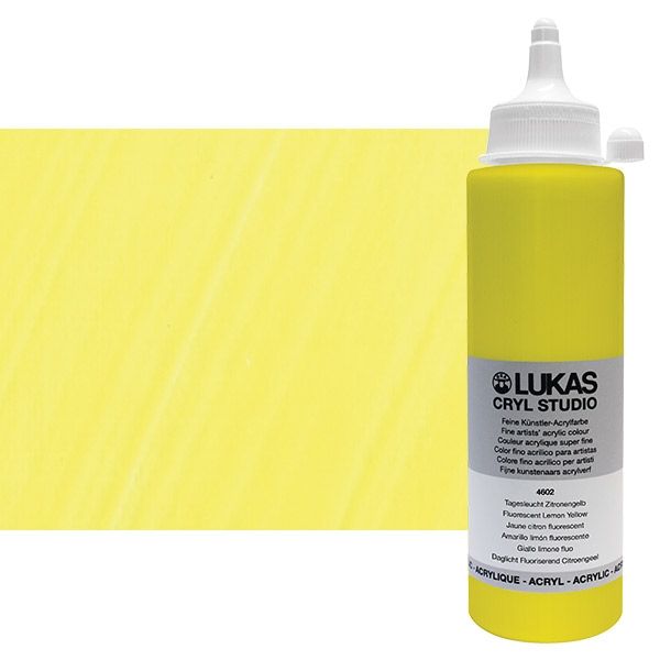 LUKAS CRYL Studio Acrylic - Fluorescent Lemon Yellow, 250ml Bottle ...