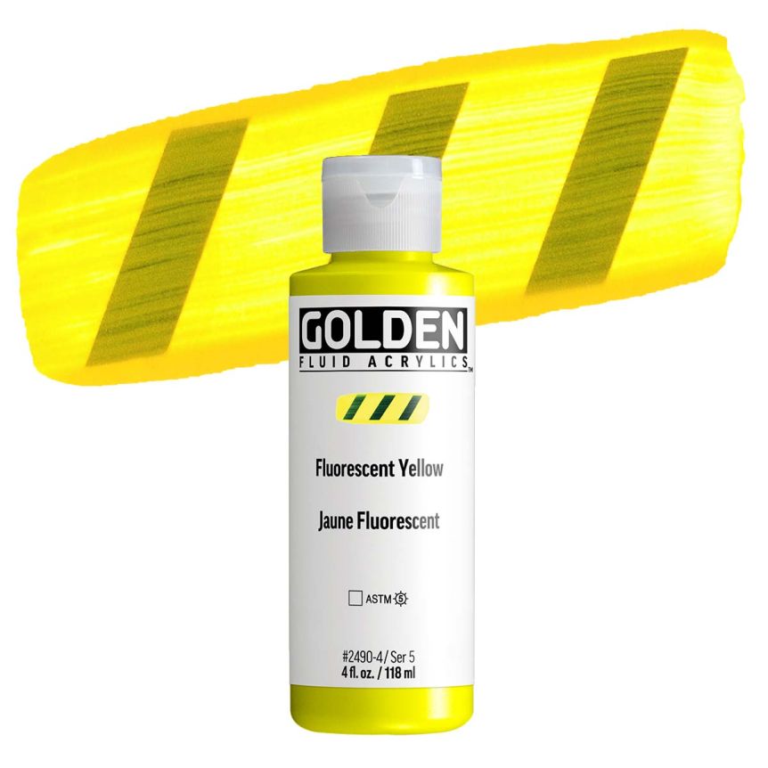 Golden Fluid Acrylic - Fluorescent Yellow, 4oz | Jerry's Artarama