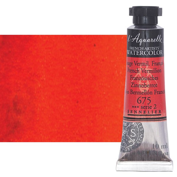 Sennelier l'Aquarelle Artists Watercolor - French Vermilion, 10ml Tube ...