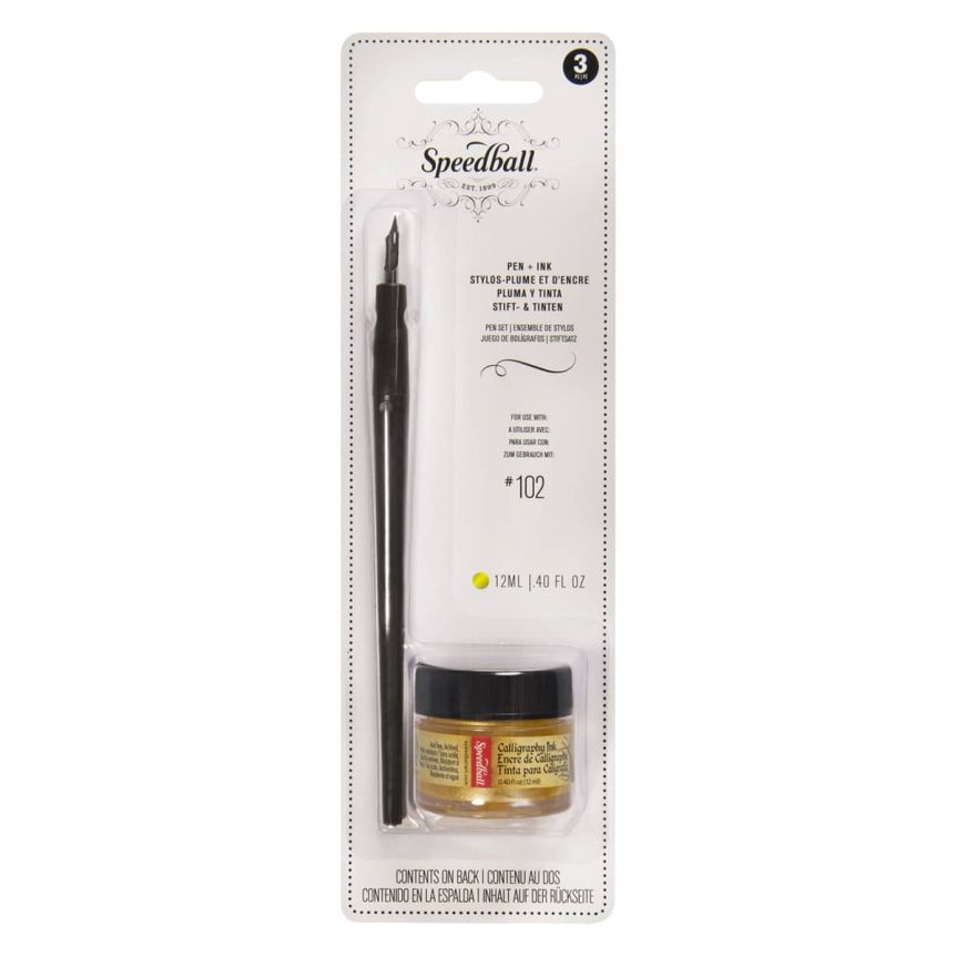 Speedball Signature Pen & Ink Set, Gold | Jerry's Artarama