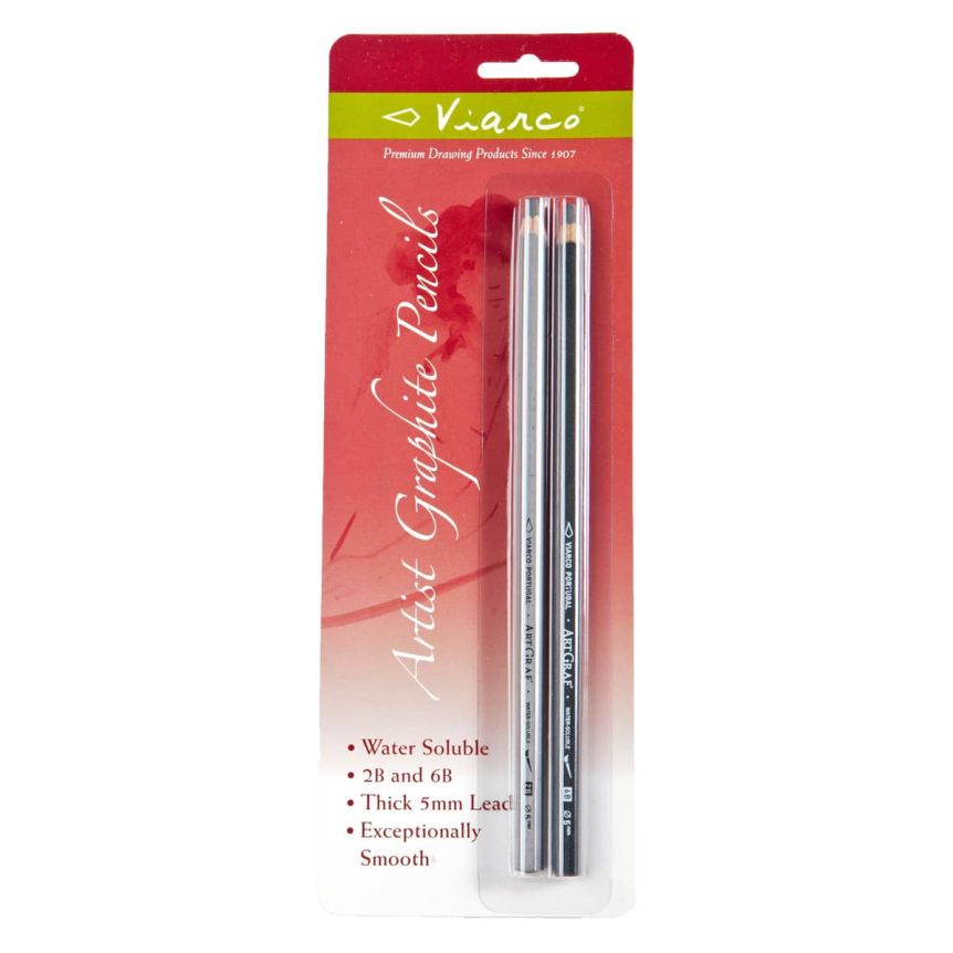 Viarco Artgraf Water-Soluble Graphite Pencils - 2B & 6B, Set of 2 ...