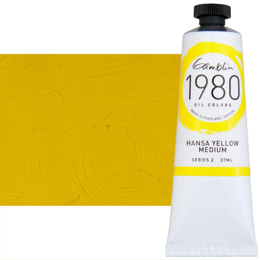 Gamblin 1980 Oil Colors - Hansa Yellow Medium, 37ml Tube | Jerry's Artarama
