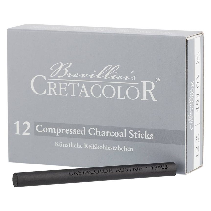 Cretacolor Compressed Charcoal Hard Sticks, Box of 12 | Jerry's Artarama