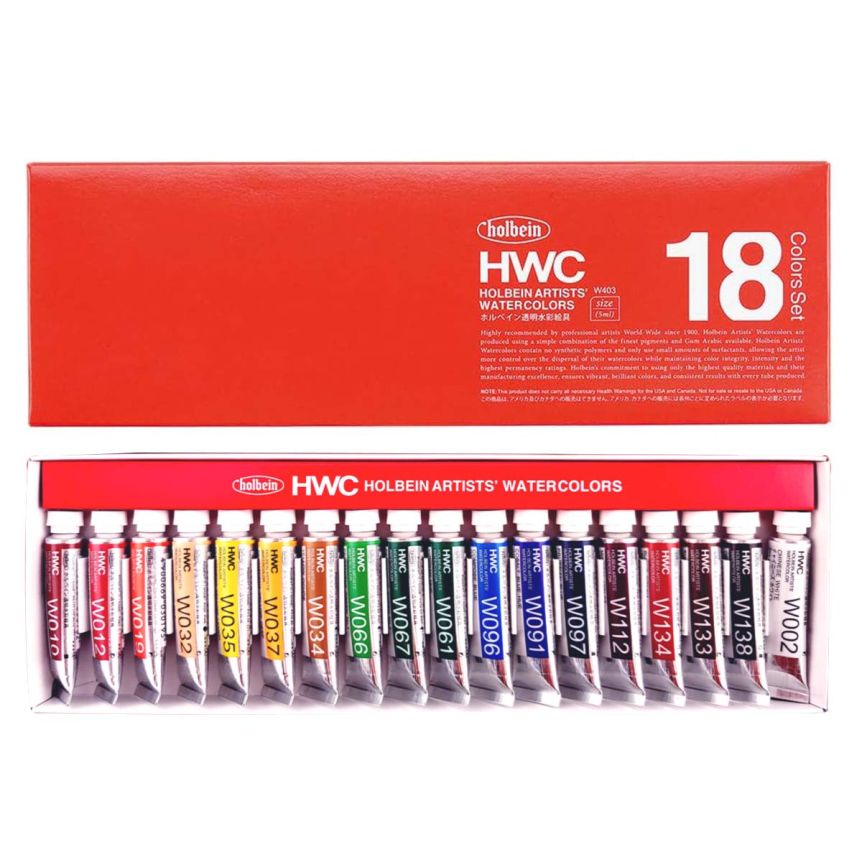 Holbein Artists' Watercolor Set of 18, 5ml Colors | Jerry's Artarama