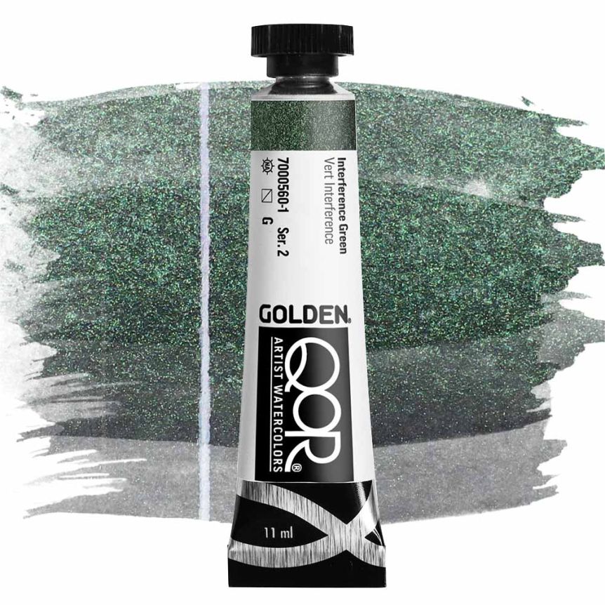 Qor Watercolor Paint - Interference Green, 11ml Tube | Jerry's Artarama