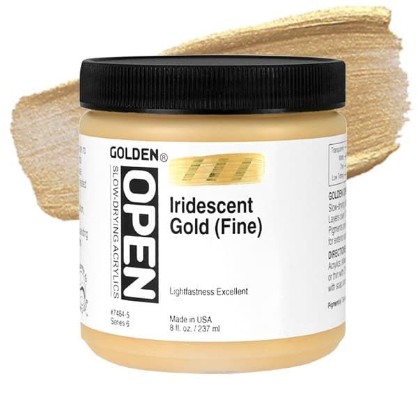 GOLDEN Open Acrylic Paints Iridescent Gold (Fine) 8 oz | Jerry's Artarama