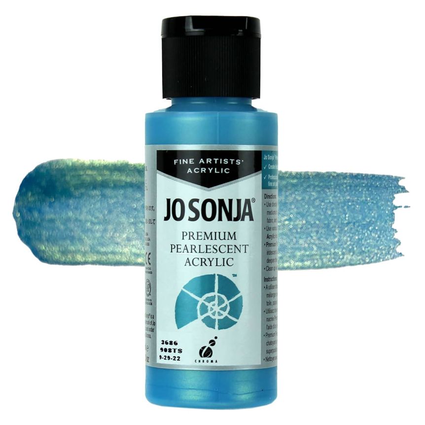 Jo Sonja Premium Acrylic - Pearlescent Blue, 2oz Bottle | Jerry's Artarama