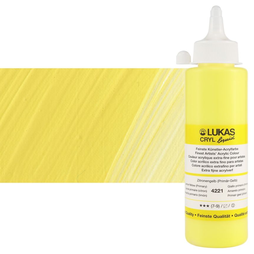 LUKAS Cryl Liquid Acrylic - Lemon Yellow-Primary, 250ml Bottle | Jerry ...