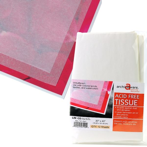 Lineco Unbuffered Interleaving Acid-Free Tissue Paper 12 Sheets 30x40 ...