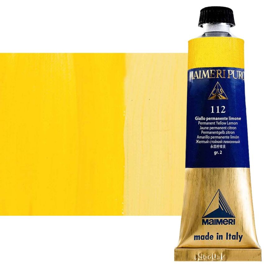 Permanent Yellow Lemon 40ml Maimeri Puro Oil Color | Jerry's Artarama