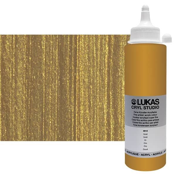 LUKAS CRYL Studio Acrylic - Metallic Gold, 250ml Bottle | Jerry's Artarama