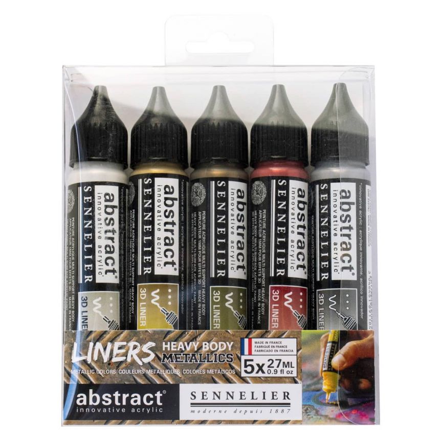 Sennelier Abstract Acrylic 3D Liner Metallic Colors Set of 5, 27ml ...