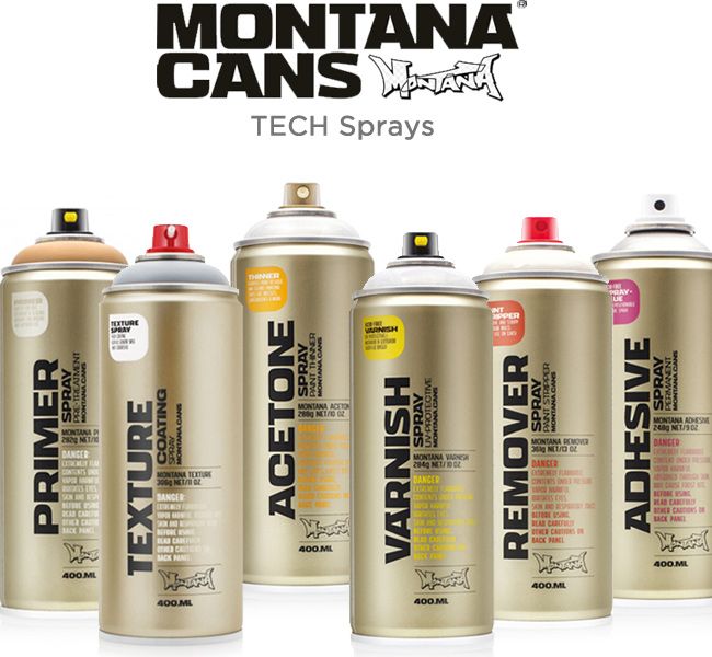 Montana Tech Sprays- Texture, Primer, Varnish, Acetone & Remover 400ml ...