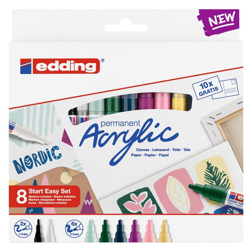 Edding Acrylic Marker Starter Set of 8, Nordic Colors | Jerry's Artarama