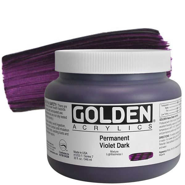 GOLDEN Heavy Body Acrylics - Permanent Violet Dark, 32oz Jar | Jerry's ...