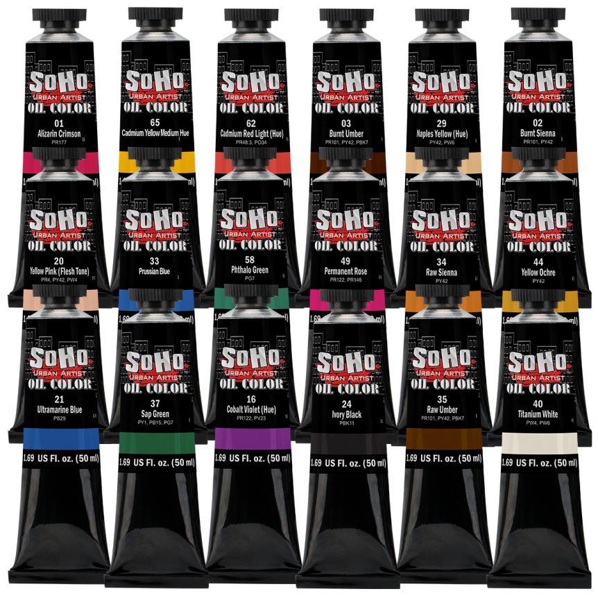 Soho Urban Artist Oil Color Portrait Set of 18 with Mezzo Straight Rack ...