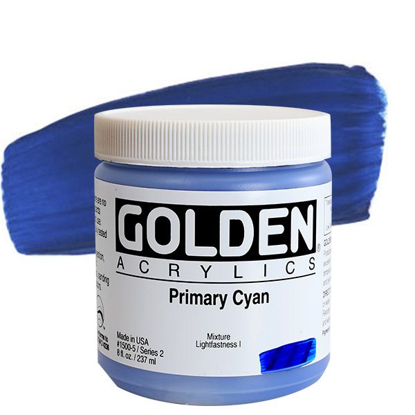 GOLDEN Heavy Body Acrylics - Primary Cyan, 8oz Jar | Jerry's Artarama