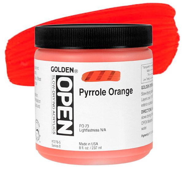 GOLDEN Open Acrylic Paints Pyrrole Orange 8 oz | Jerry's Artarama
