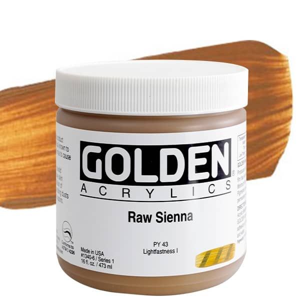 GOLDEN Heavy Body Acrylics - Raw Sienna, 16oz Jar | Jerry's Artarama