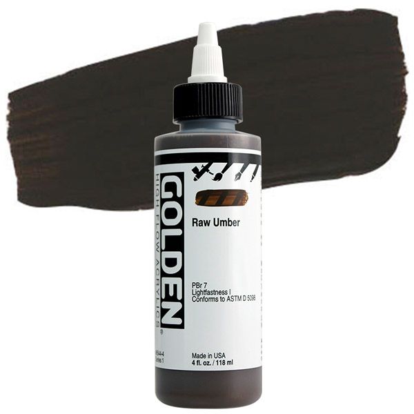 Raw Umber, 4oz, GOLDEN High Flow Acrylic | Jerry's Artarama