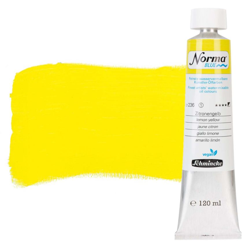 Norma Blue Water-Mixable Oil Color - Lemon Yellow, 120ml Tubes | Jerry ...
