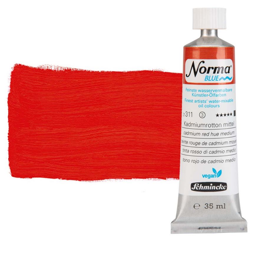 Norma Blue Water-Mixable Oil Color - Cadmium Red Hue Medium, 35ml Tube ...