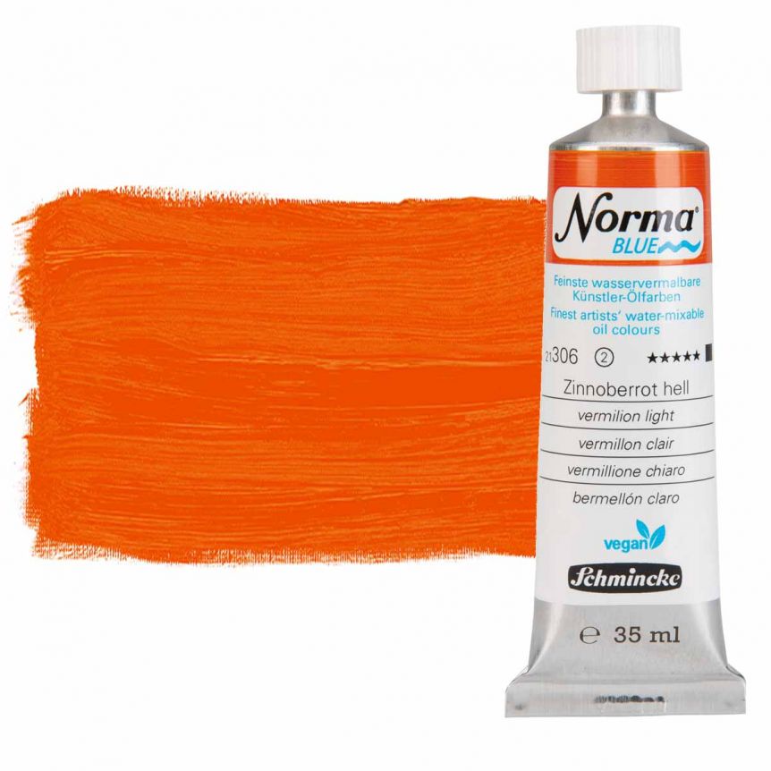 Norma Blue Water-Mixable Oil Color - Vermilion Light, 35ml Tube | Jerry ...