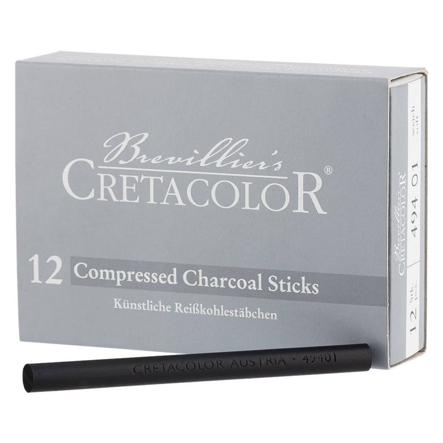 Cretacolor Compressed Charcoal Soft Sticks, Box of 12 | Jerry's Artarama