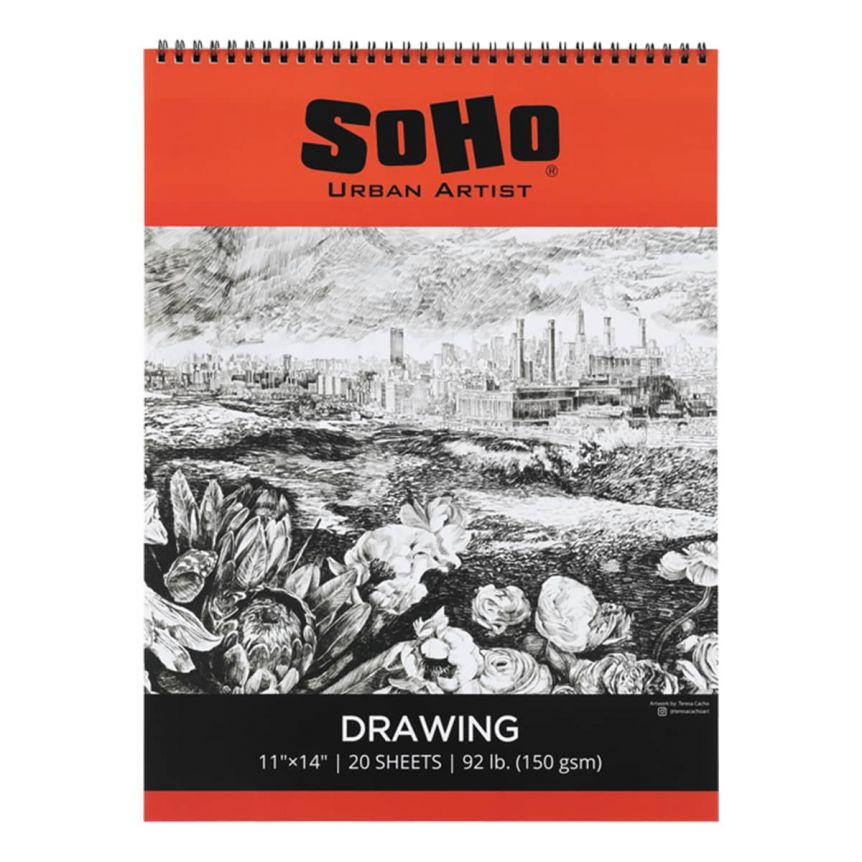 Soho Soft Cover Drawing Pad 11"x14", 92 lb. (24 Sheets) | Jerry's Artarama