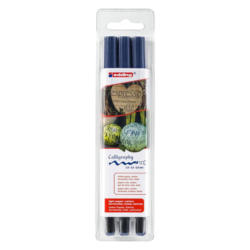 Edding 1255 Calligraphy Pen Set of 3 - Steel Blue, Assorted Nibs ...