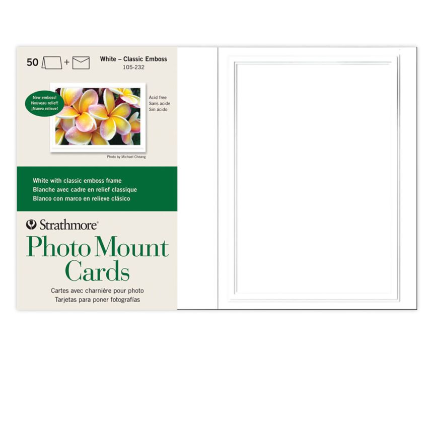 Strathmore Photo Mount Cards - White Classic Embossed, 5"x6.875" (50 ...