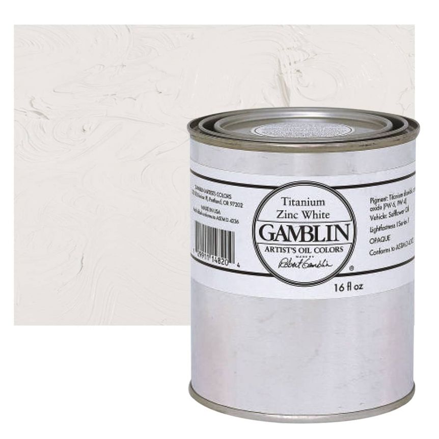 Gamblin Artists Oil - Titanium Zinc White, 16oz Can | Jerry's Artarama